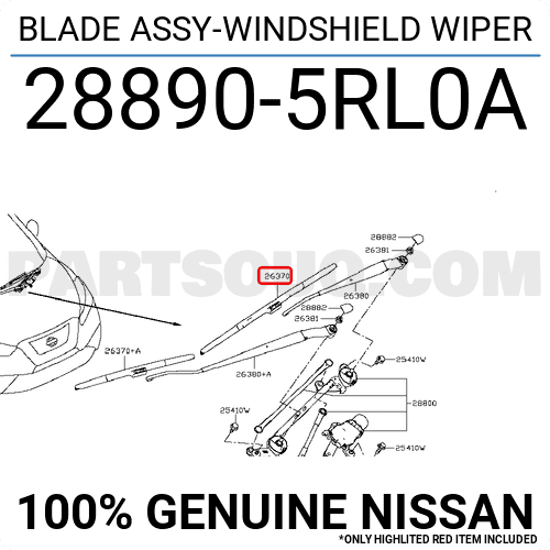 BLADE ASSY-WINDSHIELD WIPER 288905RL0A | Nissan Parts | PartSouq