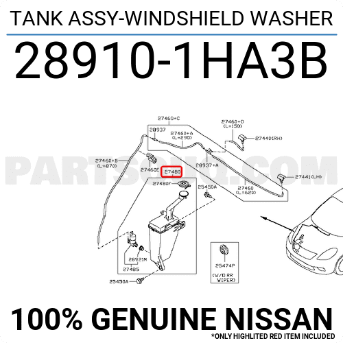 TANK ASSY-WINDSHIELD WASHER 289101HA3B | Nissan Parts | PartSouq