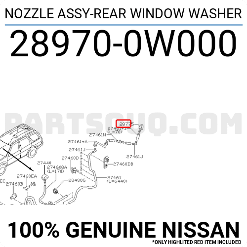 NOZZLE ASSY-REAR WINDOW WASHER 289700W000 | Nissan Parts | PartSouq