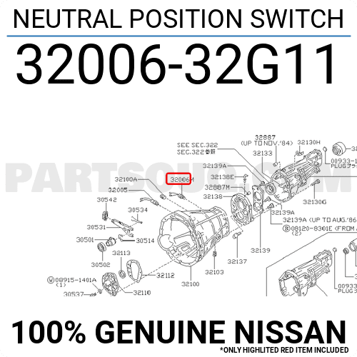 NEUTRAL POSITION SWITCH 3200632G11 | Nissan Parts | PartSouq