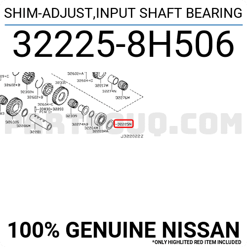 SHIM-ADJUST,INPUT SHAFT BEARING 322258H506 | Nissan Parts | PartSouq
