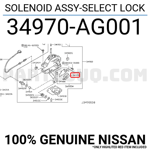 SOLENOID ASSY-SELECT LOCK 34970AG001 | Nissan Parts | PartSouq