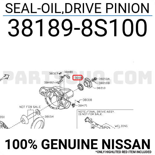 SEAL-OIL,DRIVE PINION 381898S100 | Nissan Parts | PartSouq