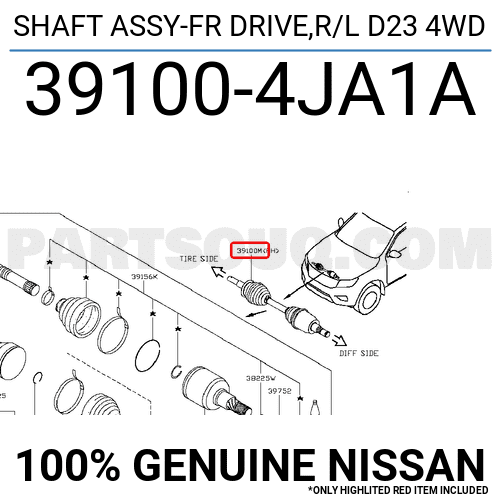 SHAFT ASSY-FR DRIVE,R/L D23 4WD 391004JA1A | Nissan Parts | PartSouq