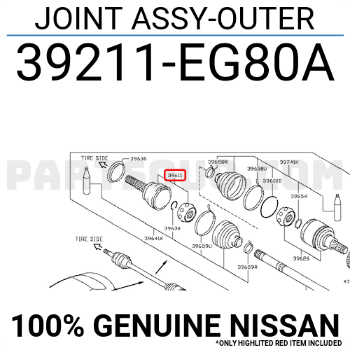 JOINT ASSY-OUTER 39211EG80A | Nissan Parts | PartSouq