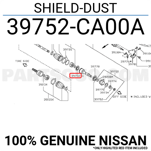SHIELD-DUST 39752CA00A | Nissan Parts | PartSouq