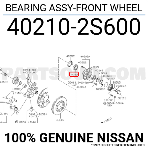 BEARING ASSY-FRONT WHEEL 402102S600 | Nissan Parts | PartSouq