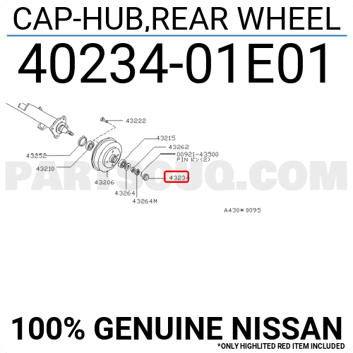 CAP-HUB,REAR WHEEL 4023401E01 | Nissan Parts | PartSouq