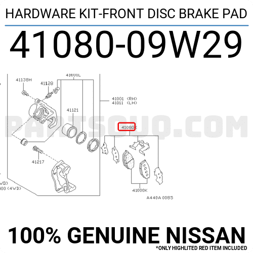 HARDWARE KIT-FRONT DISC BRAKE PAD 4108009W29 | Nissan Parts | PartSouq