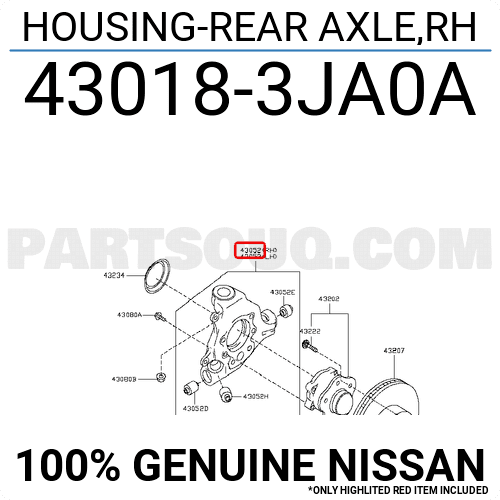 HOUSING-REAR AXLE,RH 430183JA0A | Nissan Parts | PartSouq