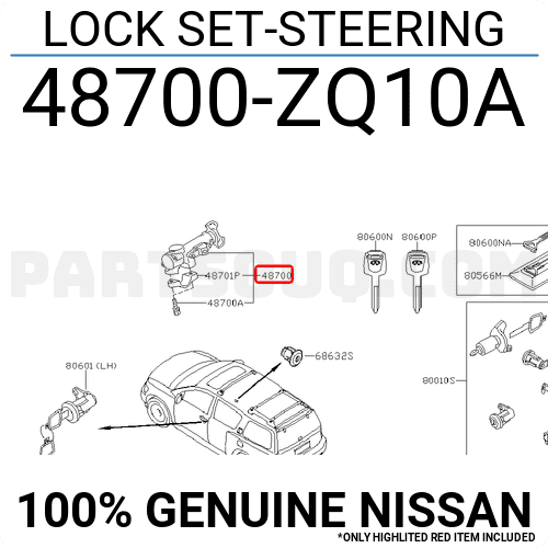 LOCK SET-STEERING 48700ZQ10A | Nissan Parts | PartSouq