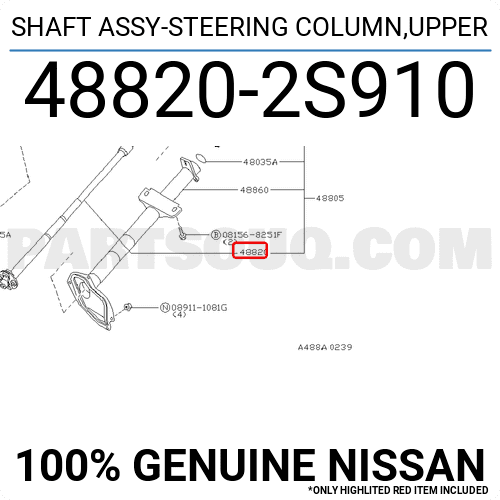 SHAFT ASSY-STEERING COLUMN,UPPER 488202S910 | Nissan Parts | PartSouq