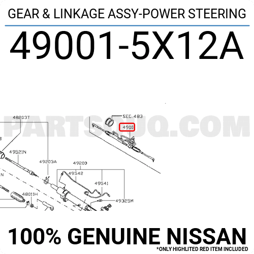 GEAR & LINKAGE ASSY-POWER STEERING 490015X12A | Nissan Parts | PartSouq