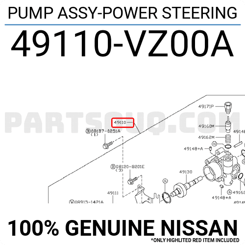 PUMP ASSY-POWER STEERING 49110VZ00A | Nissan Parts | PartSouq