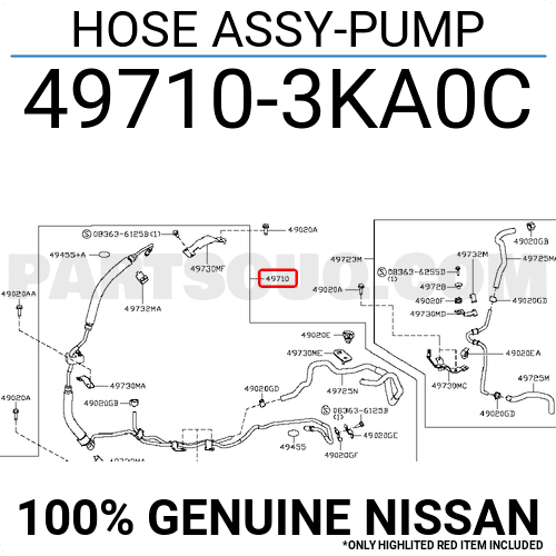 HOSE ASSY-PUMP 497103KA0C | Nissan Parts | PartSouq