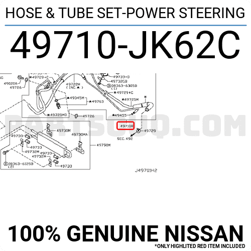 HOSE & TUBE SET-POWER STEERING 49710JK62C | Nissan Parts | PartSouq