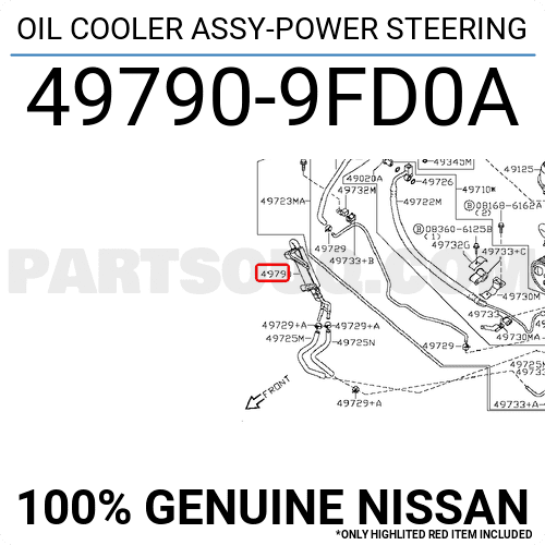 OIL COOLER ASSY-POWER STEERING 497909FD0A | Nissan Parts | PartSouq