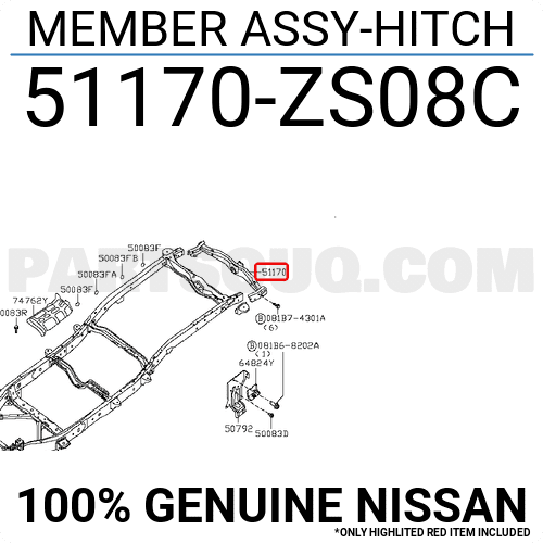MEMBER ASSY-HITCH 51170ZS08C | Nissan Parts | PartSouq