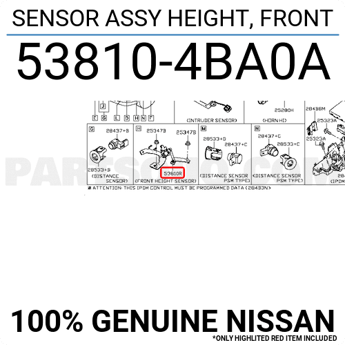 SENSOR ASSY HEIGHT, FRONT 538104BA0A | Nissan Parts | PartSouq