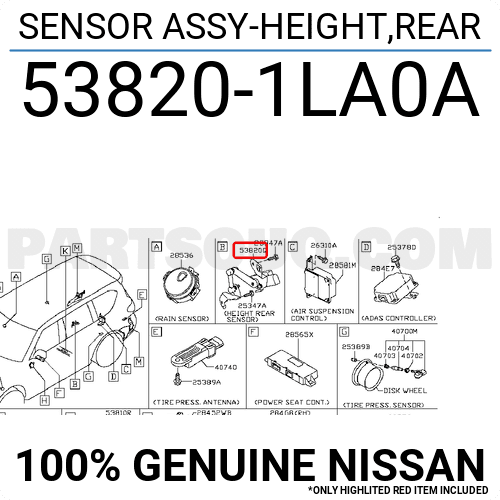 SENSOR ASSY-HEIGHT,REAR 538201LA0A | Nissan Parts | PartSouq