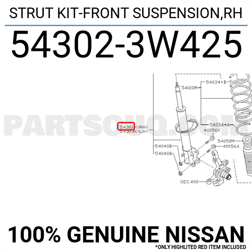 STRUT KIT-FRONT SUSPENSION,RH 543023W425 | Nissan Parts | PartSouq