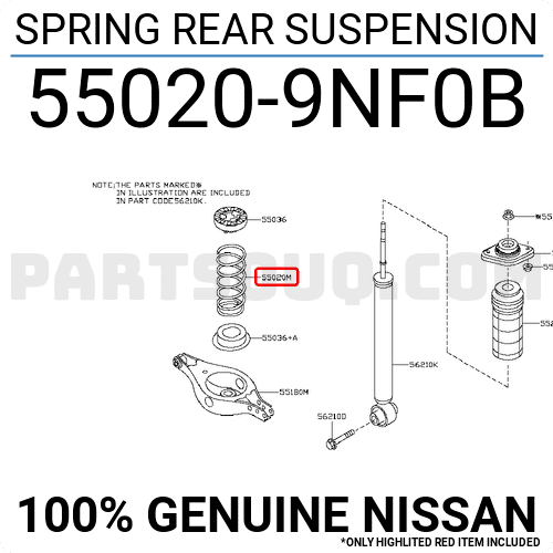 SPRING REAR SUSPENSION 550209NF0B | Nissan Parts | PartSouq