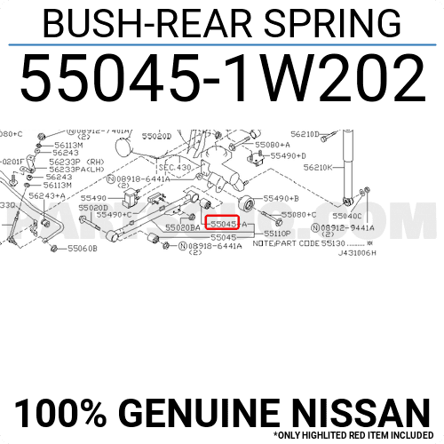 BUSH-REAR SPRING 550451W202 | Nissan Parts | PartSouq