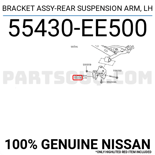 BRACKET ASSY-REAR SUSPENSION ARM, LH 55430EE500 | Nissan Parts | PartSouq