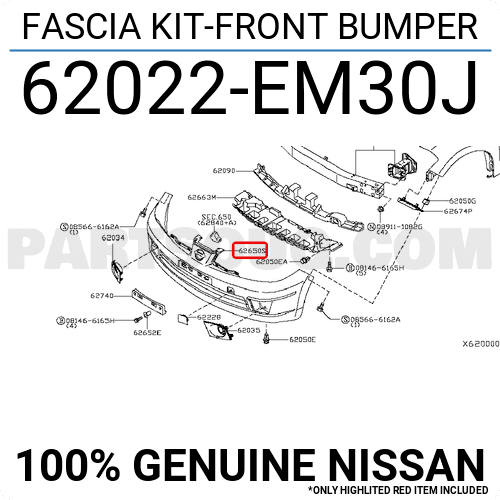 FASCIA KIT-FRONT BUMPER 62022EM30J | Nissan Parts | PartSouq