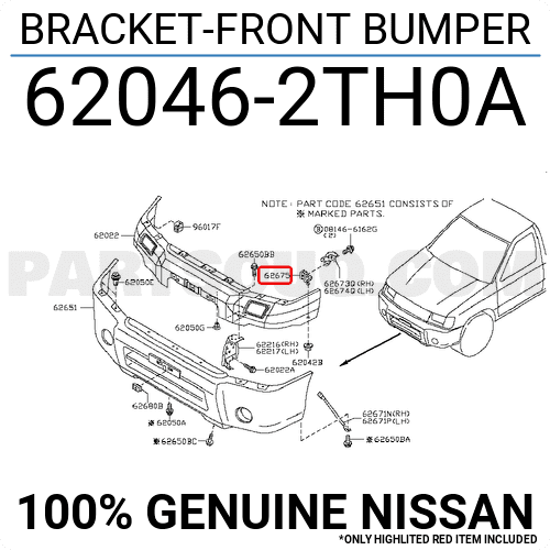 BRACKET-FRONT BUMPER 620462TH0A | Nissan Parts | PartSouq