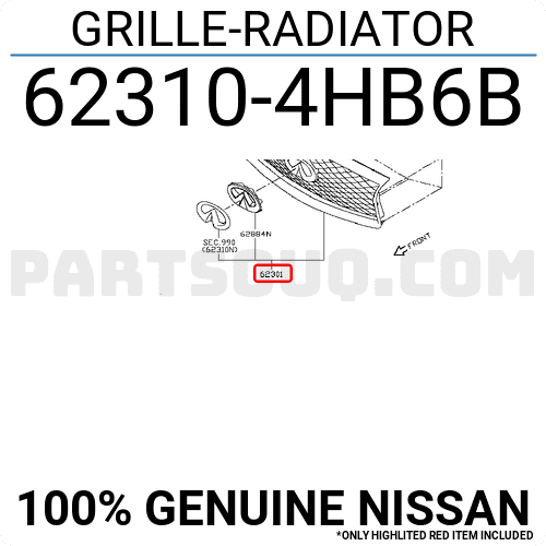 GRILLE-RADIATOR 623104HB6B | Nissan Parts | PartSouq