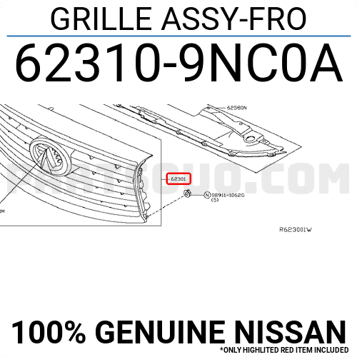 GRILLE ASSY-FRO 623109NC0A | Nissan Parts | PartSouq