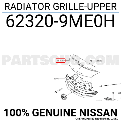 RADIATOR GRILLE-UPPER 623209ME0H | Nissan Parts | PartSouq