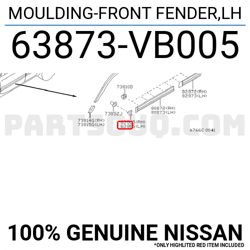 MOULDING-FRONT FENDER,LH 63873VB005 | Nissan Parts | PartSouq