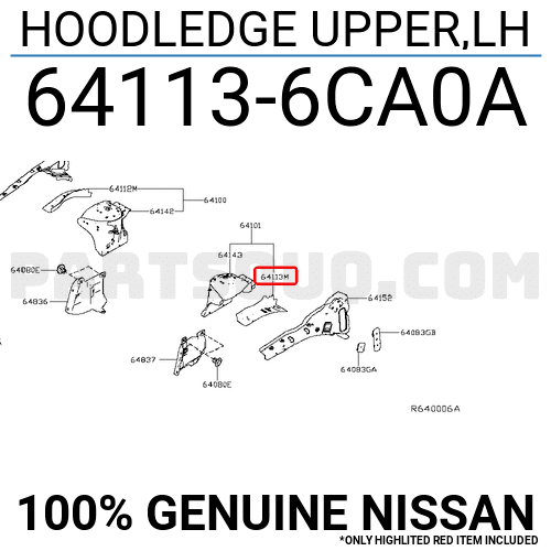 HOODLEDGE UPPER,LH 641136CA0A | Nissan Parts | PartSouq