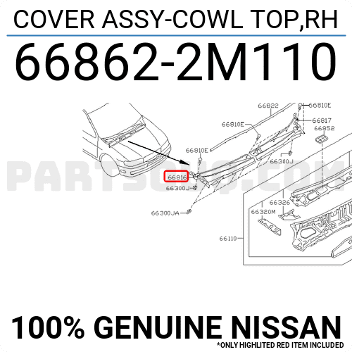 COVER ASSY-COWL TOP,RH 668622M110 | Nissan Parts | PartSouq