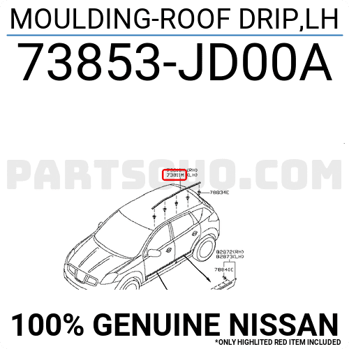 MOULDING-ROOF DRIP,LH 73853JD00A | Nissan Parts | PartSouq