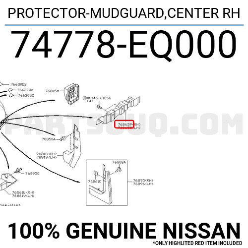 PROTECTOR-MUDGUARD,CENTER RH 74778EQ000 | Nissan Parts | PartSouq