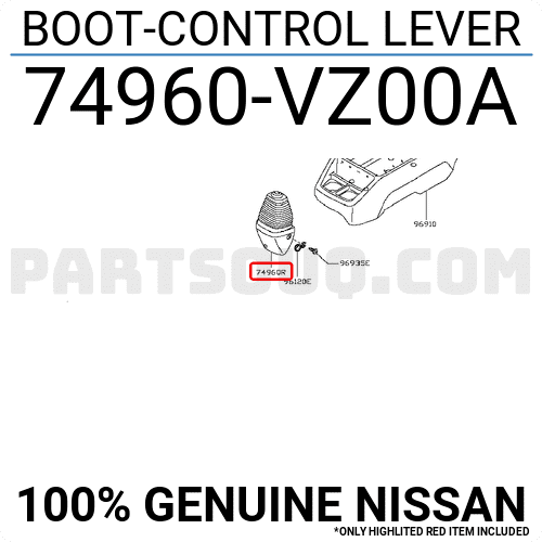 BOOT-CONTROL LEVER 74960VZ00A | Nissan Parts | PartSouq