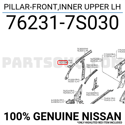 PILLAR-FRONT,INNER UPPER LH 762317S030 | Nissan Parts | PartSouq