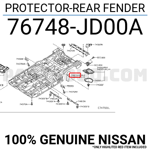 PROTECTOR-REAR FENDER 76748JD00A | Nissan Parts | PartSouq