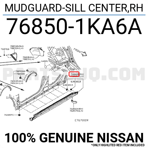 MUDGUARD-SILL CENTER,RH 768501KA6A | Nissan Parts | PartSouq