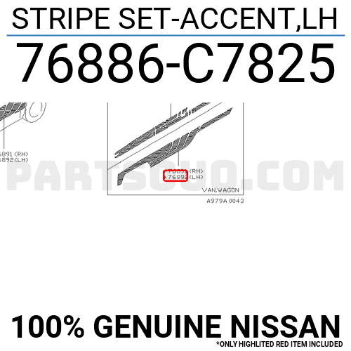 STRIPE SET-ACCENT,LH 76886C7825 | Nissan Parts | PartSouq