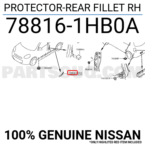 PROTECTOR-REAR FILLET RH 788161HB0A | Nissan Parts | PartSouq