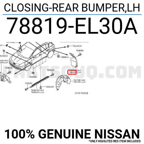 CLOSING-REAR BUMPER,LH 78819EL30A | Nissan Parts | PartSouq