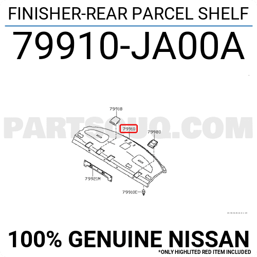 FINISHER-REAR PARCEL SHELF 79910JA00A | Nissan Parts | PartSouq