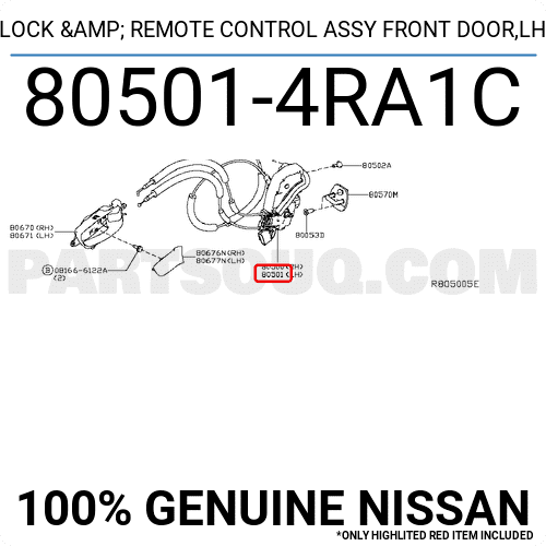 LOCK & REMOTE CONTROL ASSY FRONT DOOR,LH 805014RA1C | Nissan Parts ...