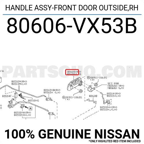 HANDLE ASSY-FRONT DOOR OUTSIDE,RH 80606VX53B | Nissan Parts | PartSouq