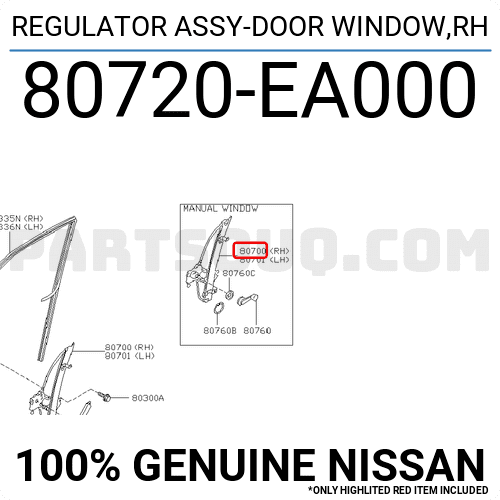 REGULATOR ASSY-DOOR WINDOW,RH 80720EA000 | Nissan Parts | PartSouq