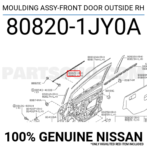 MOULDING ASSY-FRONT DOOR OUTSIDE RH 808201JY0A | Nissan Parts | PartSouq